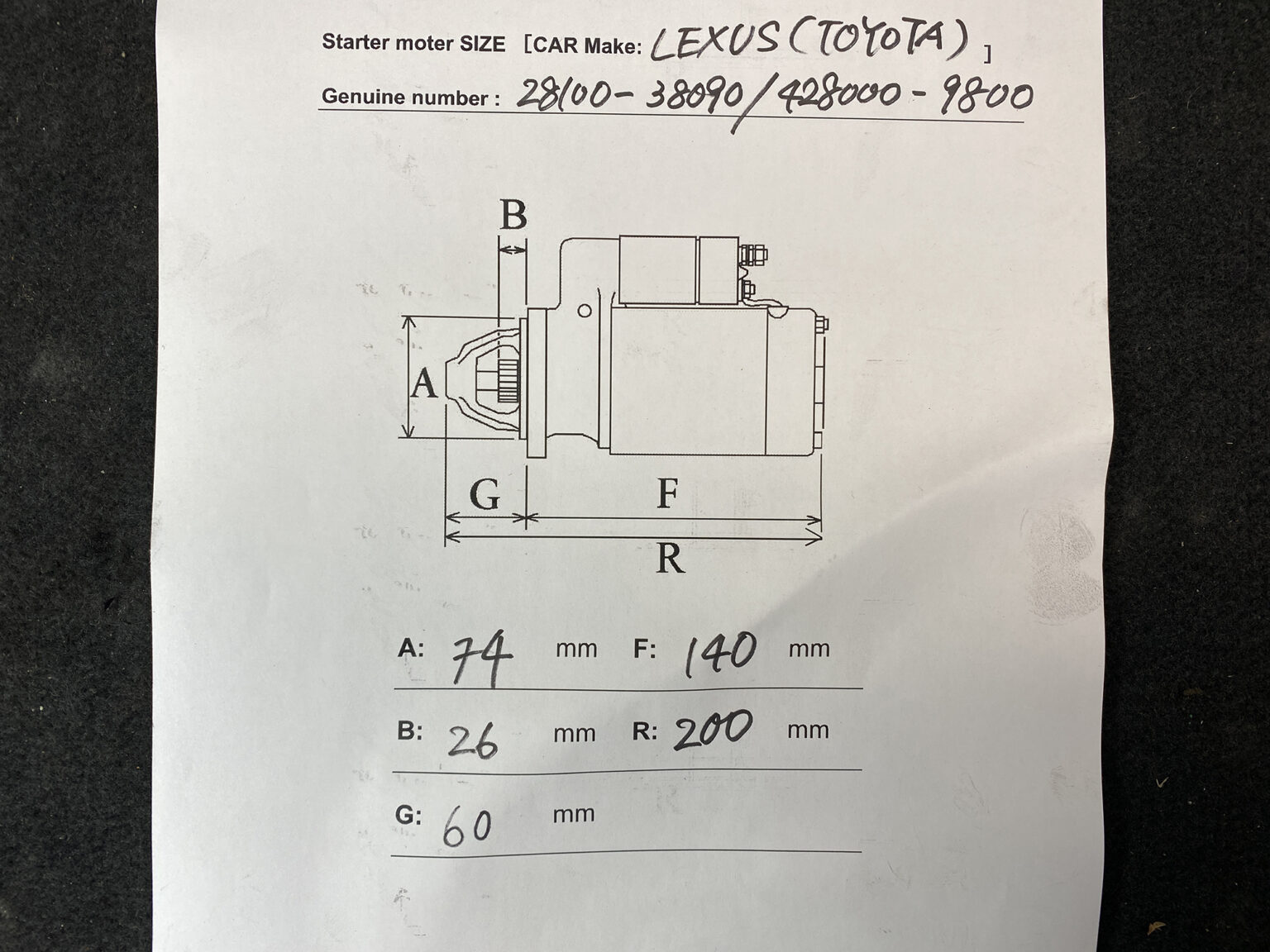 TOYOTA LEXUS Genuine Starter Motor 1UR-FSE / 28100-38090 / 428000-9800 ...